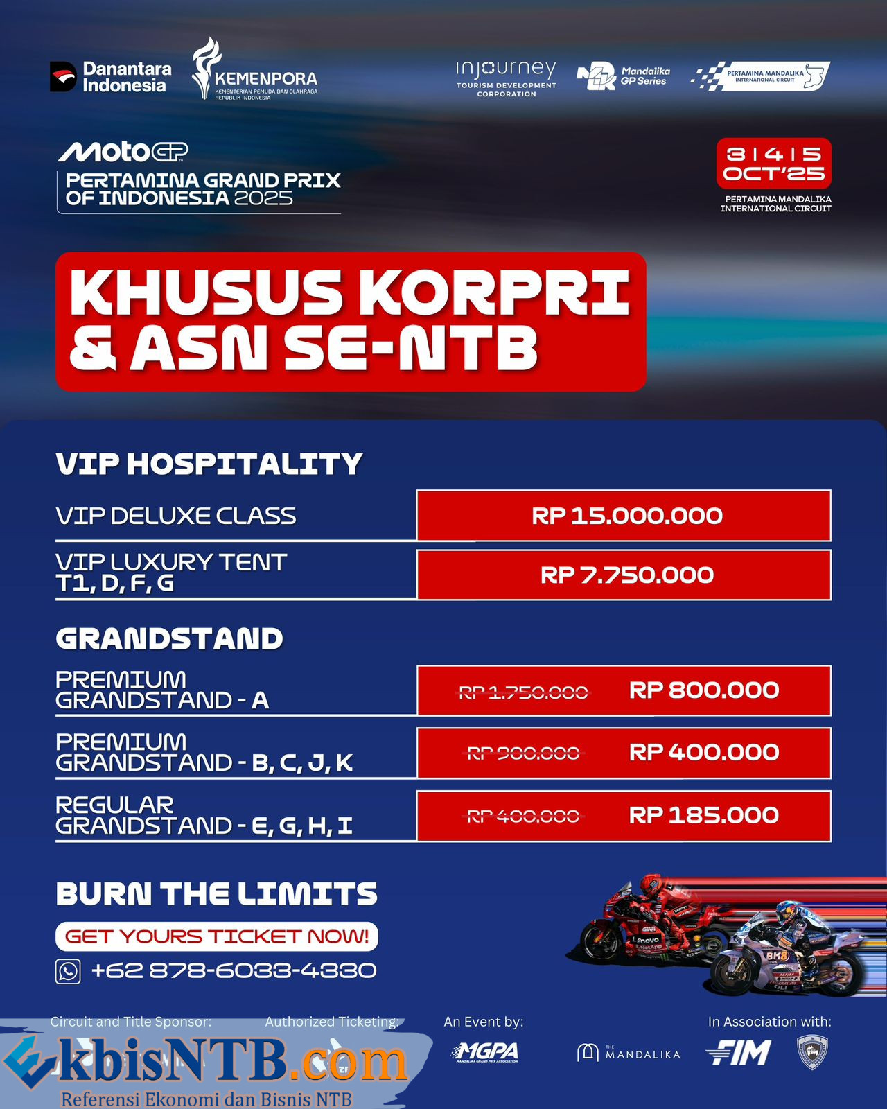 ASN se-NTB Dapat Harga Tiket Khusus MotoGP Mandalika 2025 | EkbisNTB.com